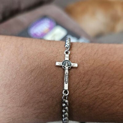 Mens St Benedict Catholic Necklace, Saint Necklace, Religious Medal ...