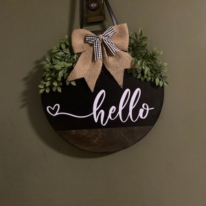 Front Door Sign Hello Wooden Wreath Hello Wooden Sign Hello Front Door ...