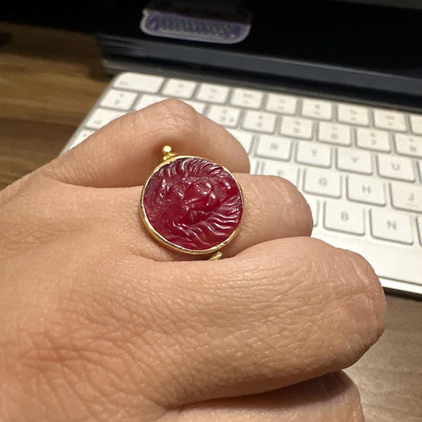 Venetian Glass Intaglio Virgin Mary Silver Ring: Tumble Ring, Vintage ...