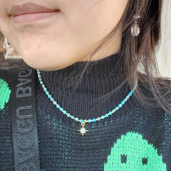 Dainty Green Jade Choker Necklace, Beaded Gemstone Jewelry, Cute ...