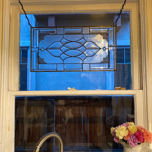 Vintage Look Stained Glass Window Panel, Textured & Beveled Glass ...