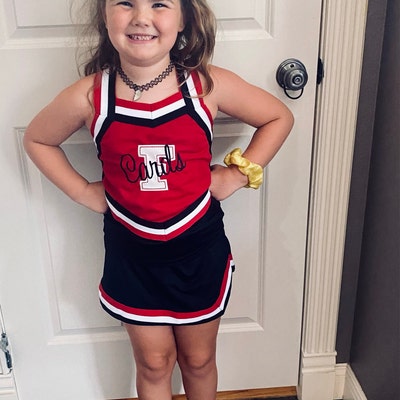 Red & White Cheer Uniform, Customized Cheerleading Uniform, Girls Cheer ...