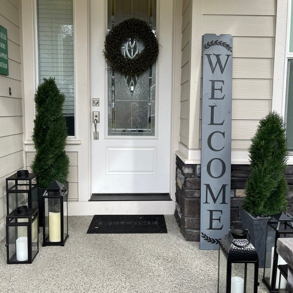 Welcome Sign for Front Porch With 3d Laser Cut Letters and Laurels ...