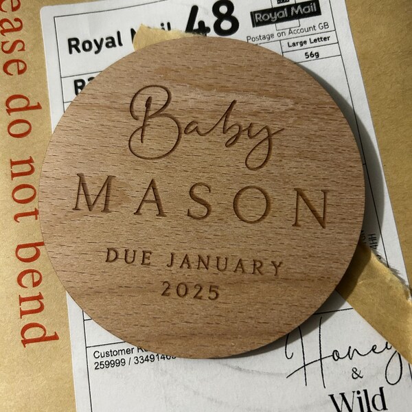 Personalised Pregnancy Announcement Sign | Wooden Due Date Plaque L ...