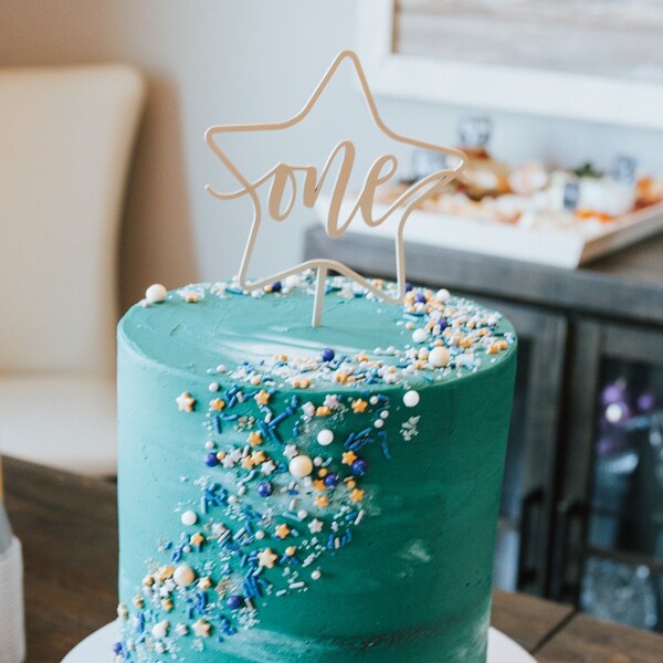 One Star Cake Topper 5.5"w, First Birthday Topper, Anniversary Topper ...