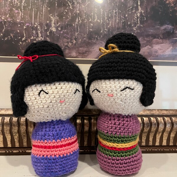 Kimono Doll Crochet PATTERN, Kokeshi Doll Pattern, Crochet Doll ...