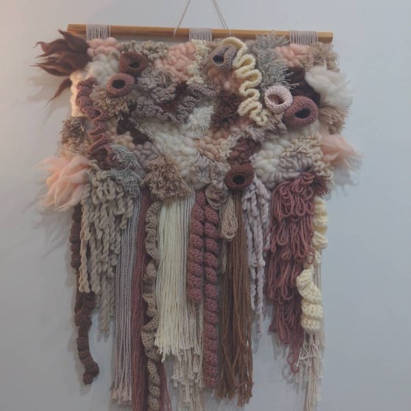 Unique Coral Reef Weaving Wall Art With Crocheted, Knitted, Felted ...