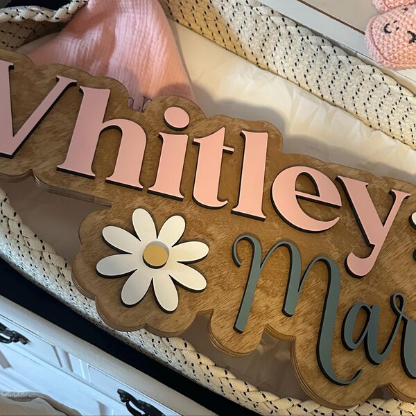 Daisy Name Sign, Nursery Name Sign, Daisy Nursery Decor, Name Sign for ...