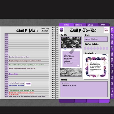 Goth Planner Pages With Day, Week, and Month Printable Planner Daily ...