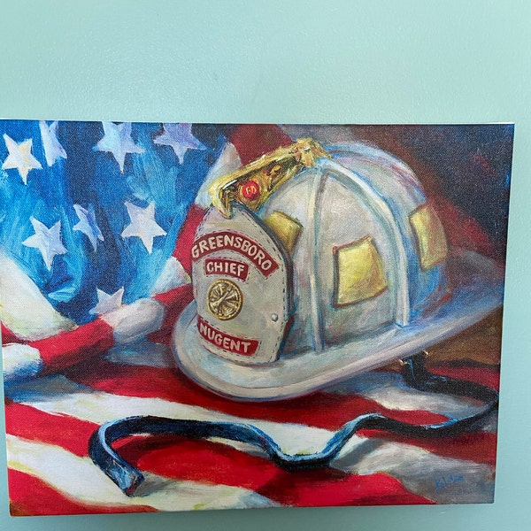 TRADITION 1, Personalized, Hand Painted Firefighter Canvas Giclee Print ...