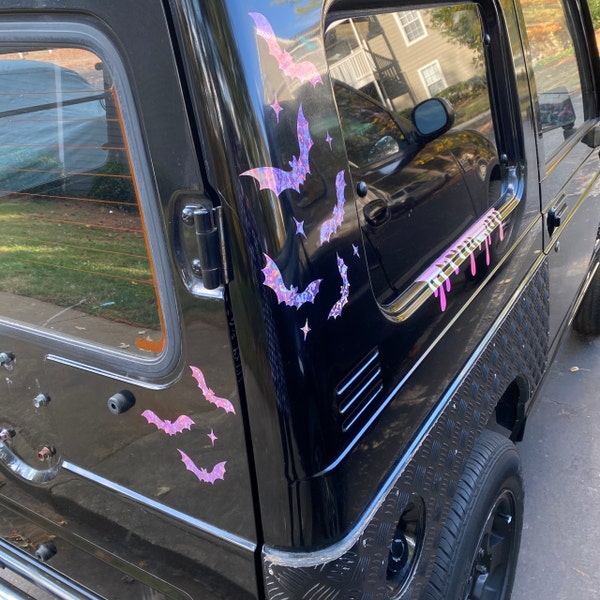 Bat Car Decal, Holographic Car Decal, Cute Spooky Stickers, Pastel Goth ...