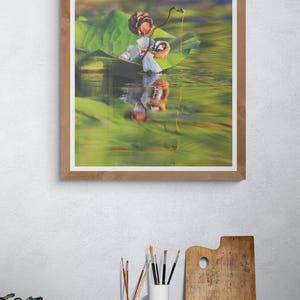 Whimsical Canoe Art Print Nature-inspired Figurine on a Leaf, Enchanted ...