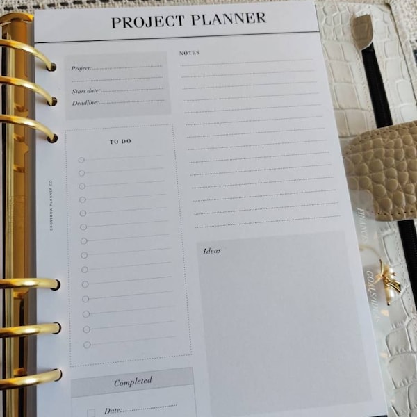 PRINTED Project Planner Pages A5 | Projects to Do List | Work Planner ...