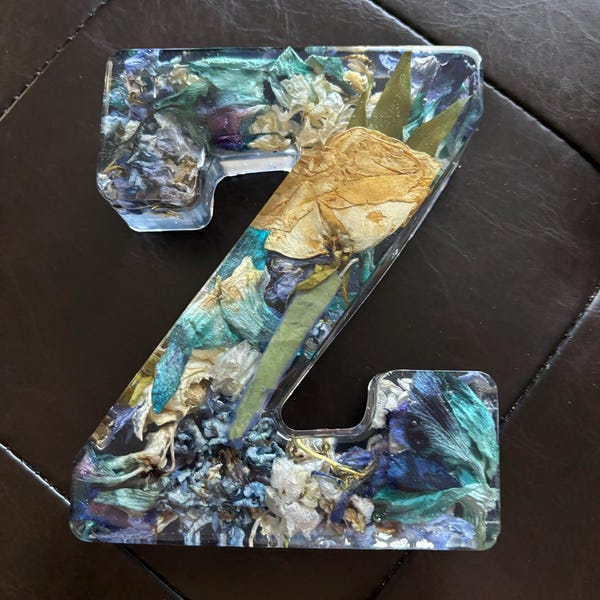 Dried Floral Resin Letter Light - Etsy