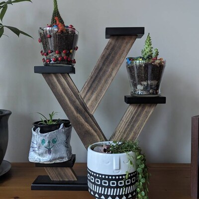 Wood Christmas Tree Shelf Stackable Nesting 3 Tier Display Three Tier ...