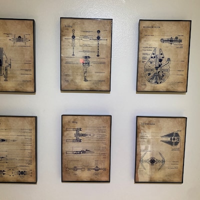 Set of 6 Prints,star Wars,blueprint,parchment,science,student ...