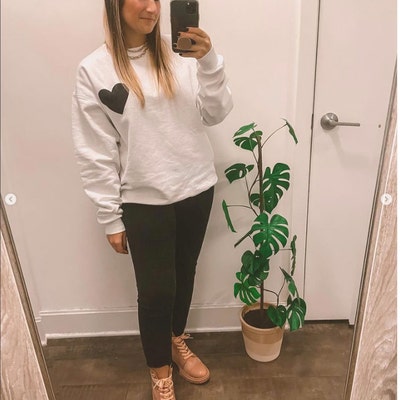 Womens Heart Shirt, Black Heart Sweatshirt, Heart Pullover, Black Heart ...