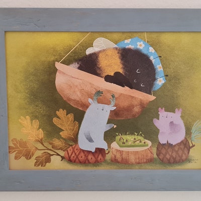 Cherry Blossom Tukoni Poster Spring Art Print Forest Spirit - Etsy