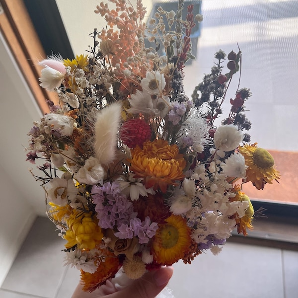 Wildflower Dried Flower Arrangement, Mauve Pink Tea Tree Whimsical ...