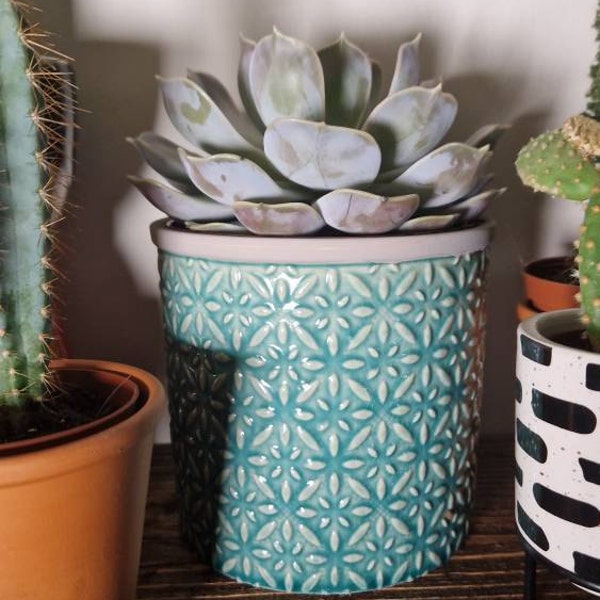 Turquoise Moroccan Ceramic Planter Pot - Gloss and Matte - Etsy UK