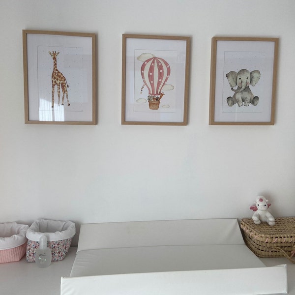 SET of 3 African Animals Watercolor Print, Safari Animals Print, Jungle ...