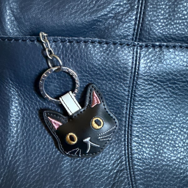 Cat Face Key Ring Leather - Etsy