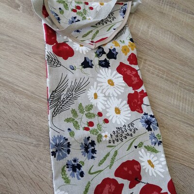 Fabric With Meadow Flowers, Linen Fabric With Poppy Flowers Pattern by ...