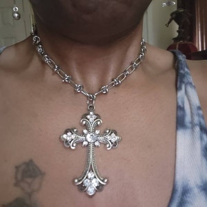 FALLEN ANGEL Stainless Steel Barbed Wire Winged Angel Cross Necklace ...