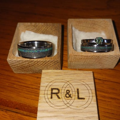 Men's Meteorite Ring Titanium With Meteorite and Blue Box - Etsy