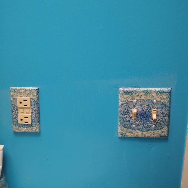 Dinosaurs Baby Blue & White Light Switch Cover Bedroom Living Kids Teen ...