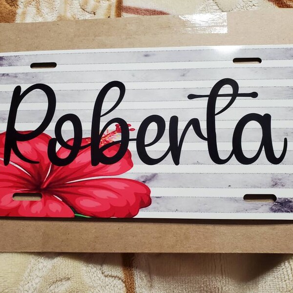 Personalized License Plate - Custom Vanity Plate - Pink Flower - Custom ...