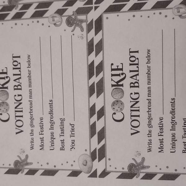 Editable Cookie Exchange Voting Ballots Cookie Vote Cards Christmas ...