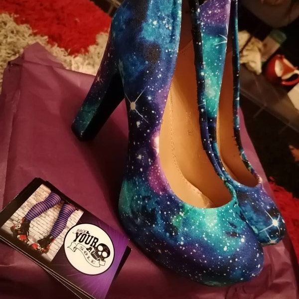 Galaxy Shoes, Space Heels, Custom Shoe, Nebula, Geek, Something Blue ...