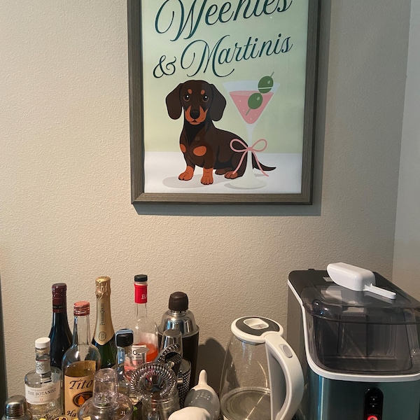 Custom Dachshund Digital Wall Art, Weenies & Martinis Print ...