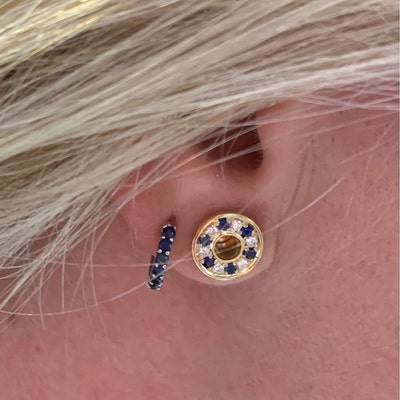 Solid Gold Ear Tunnels Diamonds 14k Ear Gauges Plugs Gauge Ear Lets ...