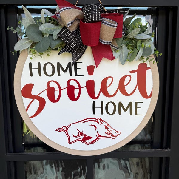 Arkansas Razorbacks Front Door Decor | Razorbacks Sign | UARK Wreath ...