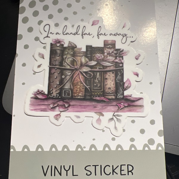 In a Land Far, Far Away Sticker, Stack of Books Sticker, Reading ...