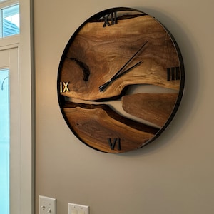 Made to Order 14 Black Walnut Live Edge Wood Wall Clock, Unique ...