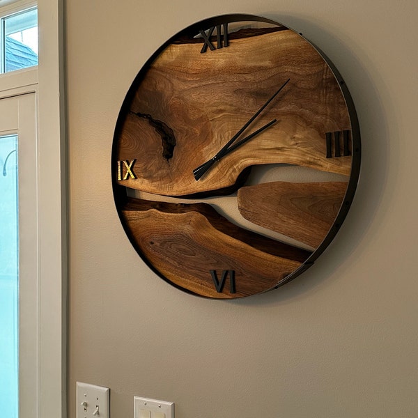 Made to Order, 18 Diameter Black Walnut Live Edge Wood Wall Clock ...