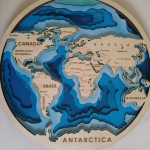 6 Layer 3D Map of the World Multi layer Panellaser Cut - Etsy