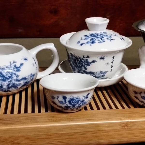Travel Gong Fu Chinese Tea Set Bird Flower - Etsy