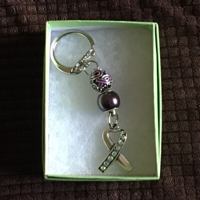 Purple Awareness Keychain ADD, ADHD, Alzheimers, Crohns, Epilepsy ...