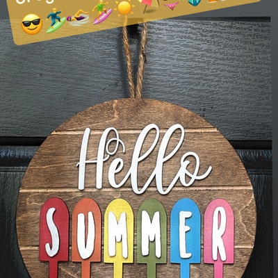 Hello Summer Door Hanger Summer Wreath Front Door Decor Summer Door ...