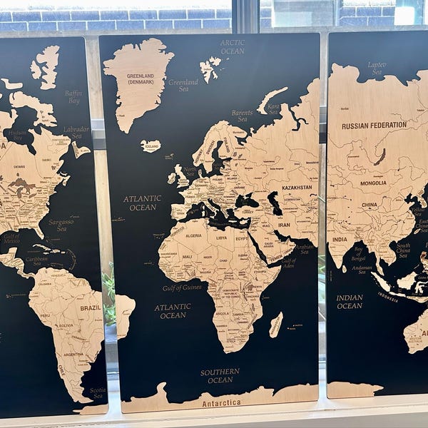 World Map Push Pin Wall Art With FREE Pins, Cork World Map Board ...