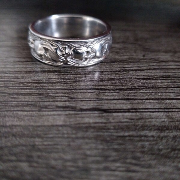 Skulls in Smoke Gothic Band Ring, Handmade Cool Mens Statement Ring ...