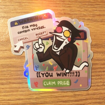 Spamton Pop up Holo Vinyl Sticker - Etsy