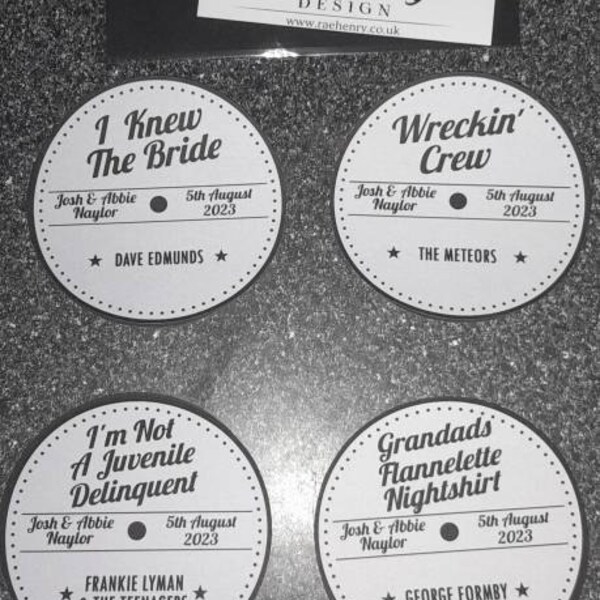 Personalised Record Label STICKERS for 7" Vinyl Record Table Names ...