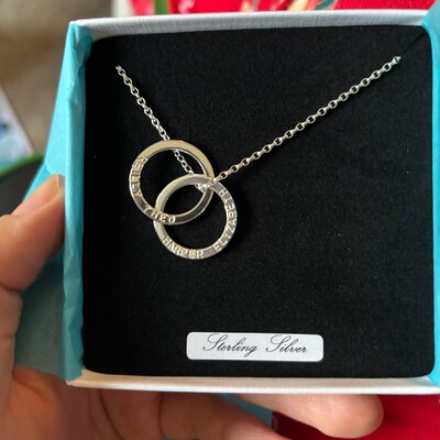 Personalised 4 Ring Name Necklace, Mother's Day Gift, Birthday Gift for ...