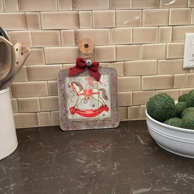 Tin Can Pocket Posey, Crushed Tin Can Decor, Primitive Tin Wall Pocket ...