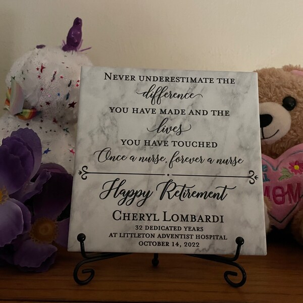 Forever A Nurse Retirement Tile Plaque Gift for RN, Cna, Lpn, Aprn ...